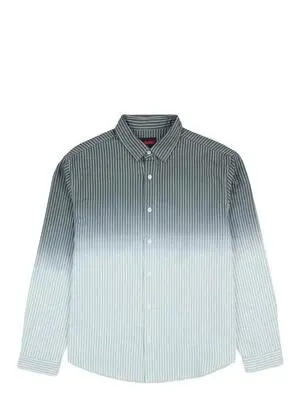 PLEASURES Fade Stripe Button-up Shirt - Green Multi