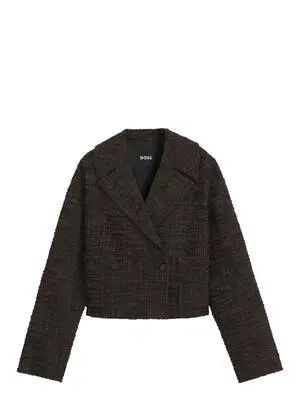 BOSS Textured Tweed Blazer In A Cropped Style - Patterned