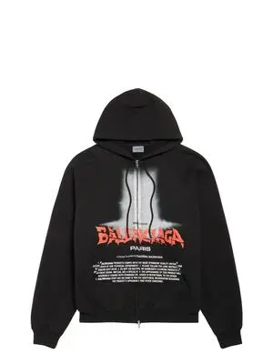 Balenciaga The Door Oversized Zip-up Hoodie - Black