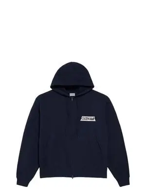 Balenciaga Masking Tape Oversized Zip-up Hoodie - Blue
