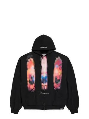 Balenciaga Stained Glass Large Zip-up Hoodie - Black