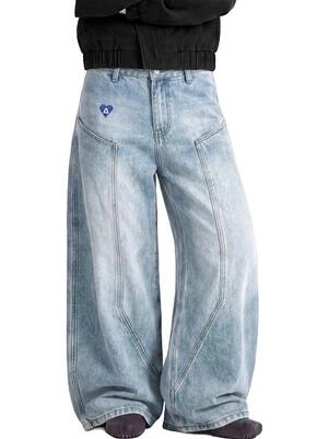 AELFRIC EDEN Seam Panel Baggy Barrel Jeans - Blue