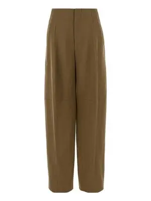 Victoria Beckham Beige Stretch Polyester Blend Pant - Brown