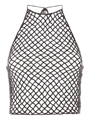 Alaïa Two-tone Crochet Top - Brown