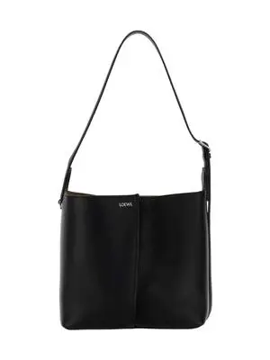 LOEWE Loewe Women Black Leather Medium Bilbao Bucket Bag