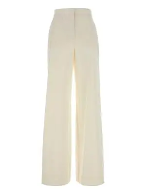 MAX MARA Max Mara Women White Stretch Cotton Dentice Wide-Leg Pant