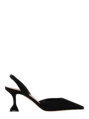 Amina Muaddi Suede Holli Sling Pumps - Black
