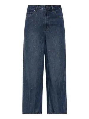 SELF-PORTRAIT Self-Portrait Blue Denim - Wide-Leg Jeans Women Blue