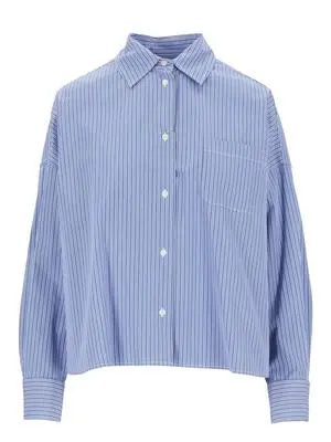 Max Mara Short Striped Cotton Shirt - Blue