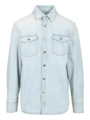 Bottega Veneta Bottega Veneta Men Extra Bleach Wash Denim Shirt Blue