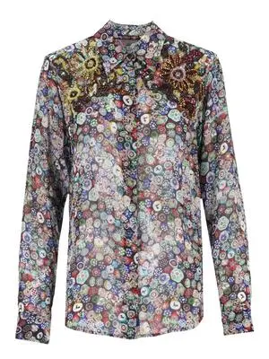 Dries Van Noten Printed Georgette Blouse With Sequin Decorations - Multicolor