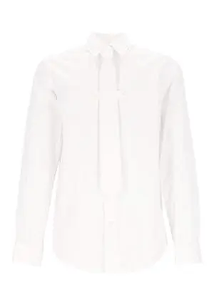 Dries Van Noten Poplin Shirt With Tie - White