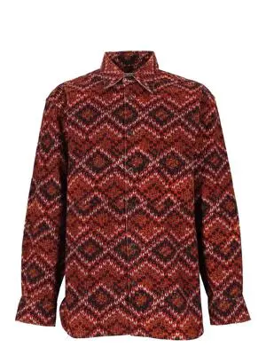 Dries Van Noten Printed Velvet Shirt - Red