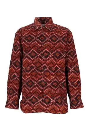 Dries Van Noten Printed Velvet Shirt - Red