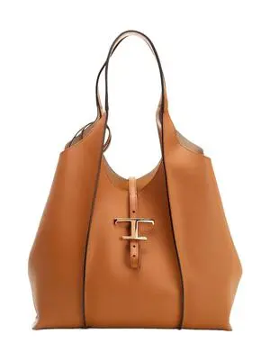 TOD'S T Timeless Medium Shopping Bag - Cream