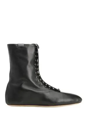 Celine Lace-up Leather Boot - Black