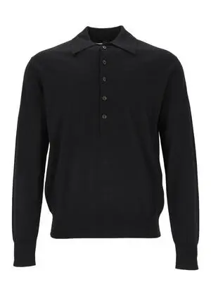 Dries Van Noten Muano Wool Polo Shirt - Black