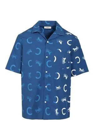 Celine Cotton Bowling Shirt - Blue