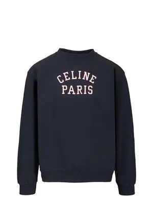 Celine Celine Men Crewneck Cotton Sweatshirt Blue