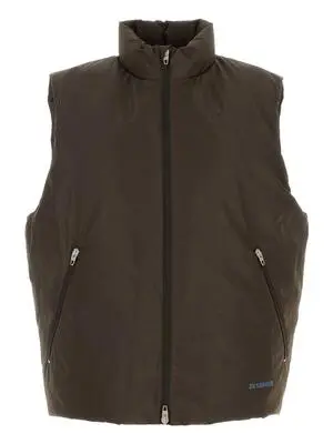 JIL SANDER Brown Polyester Sleeveless Down Jacket - Multicolor