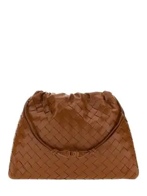 Bottega Veneta Camel Leather Medium Clutch - Brown