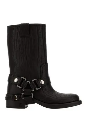 Miu Miu Dark Leather Ankle Boots - Brown