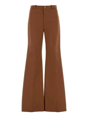 CHLOÉ Chloe Women Pantalone Dalla Gamba Ampia In Cotone Mattone