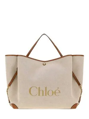 Chloé Beige Canvas Clover Shopping Bag - Brown