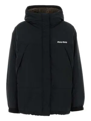 Miu Miu Miu Miu Women Black Polyester Blend Down Jacket Black