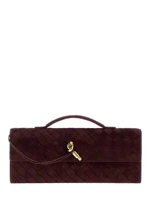 Bottega Veneta Burgundy Suede Andiamo Handbag - Red
