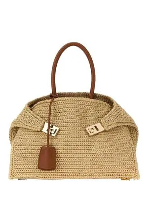 FERRAGAMO Salvatore Ferragamo Women Raffia Small Hug Handbag Brown