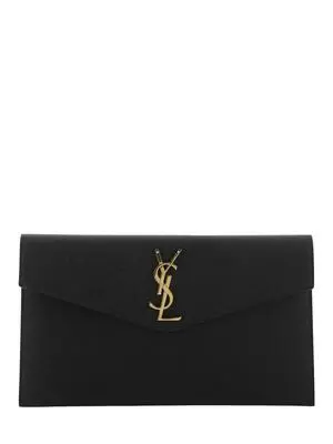 Saint Laurent Leather Uptown Clutch - Black