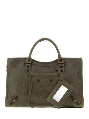 BALENCIAGA Balenciaga Women Army Green Leather Medium Le City Handbag