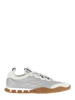 Miu Miu Grey Tech Fabric And Suede Tyre Sneakers - Gray