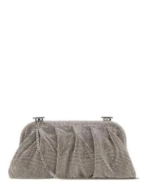 Benedetta Bruzziches Embellished Fabric Large Venus Clutch - Silver