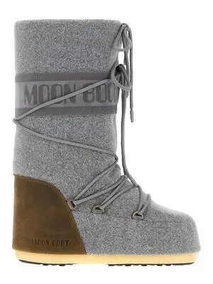 Moon Boot Moon Boot Unisex Grey Felt Icon Boots Gray