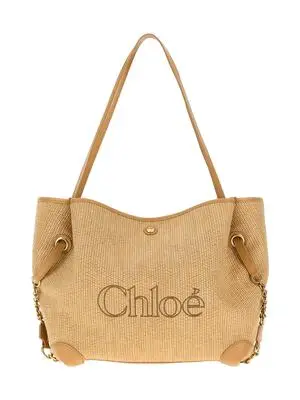 Chloé Chloe Women Raffia Chloe Clover Shopping Bag Brown