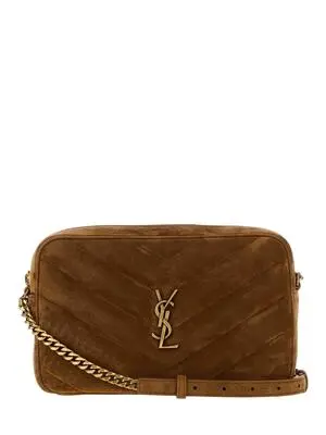 Saint Laurent Camel Suede Loulou Crossbody Bag - Brown