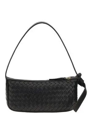 Bottega Veneta Intrecciato Leather Shoulder Bag - Black