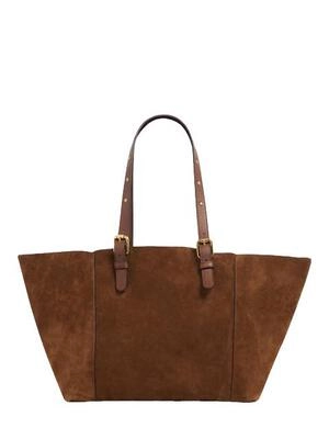 Gerard Darel Marlow Buckle Trim Tote Shoulder Bag - Fawn