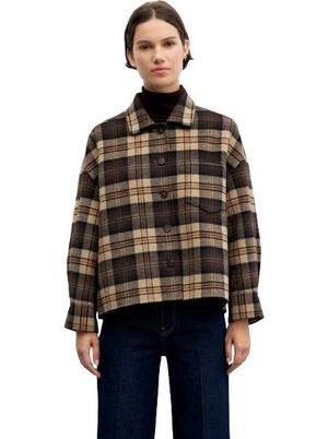 Gerard Darel Oversized Cropped Long Sleeve Shacket - Brown