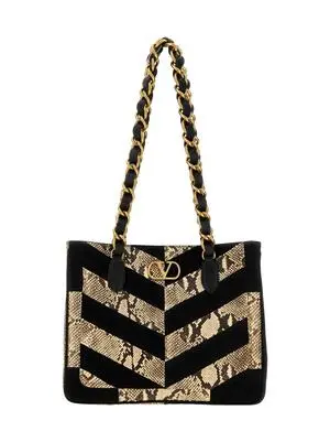 Valentino Garavani Leather And Suede Le Seine Shopping Bag - Multicolor