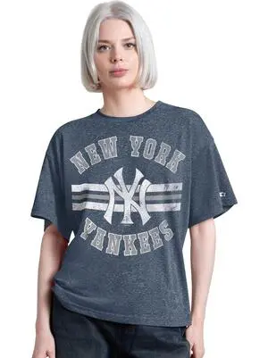 STARTER New York Yankees Jump Shot Boyfriend Tri-blend T-shirt - Navy