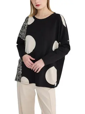 LUUKAA Saga Mixed Printed Top - Black