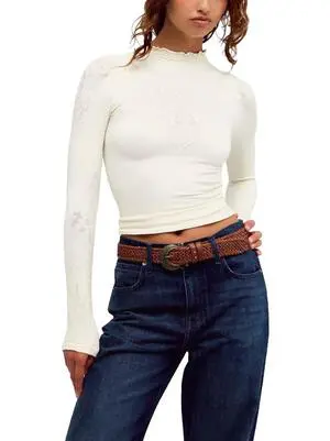 Free People Intimately Fp Mixed Feelings Mock Neck Top - Clean Ivory