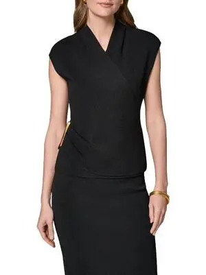 Donna Karan New York Faux Wrap Sweater - Black