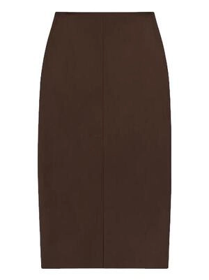 The Fold Oliena High Waisted Pencil Midi Skirt - Brown