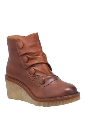 Miz Mooz Alice Leather Wedge Bootie - Brandy