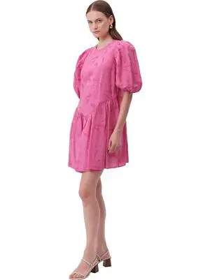 EXQUISE Crew Neck Open Back Mini Dress - Pink