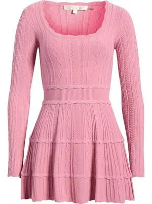 LoveShackFancy Lunelle Cable Knit Minidress - Peony